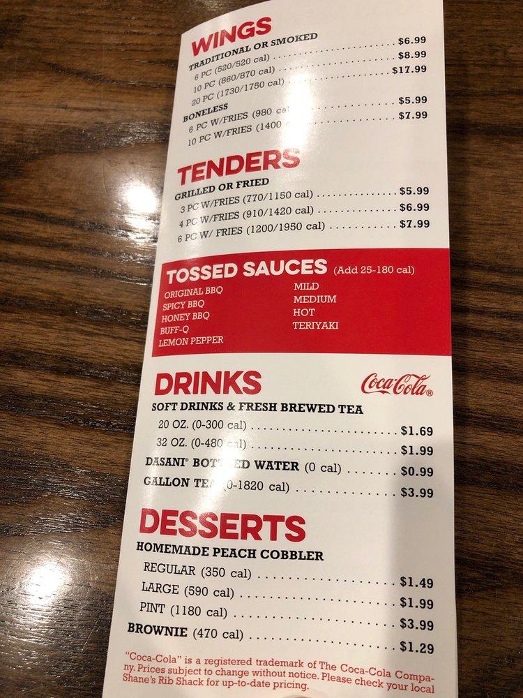 Menu at Shane's Rib Shack BBQ, Perry