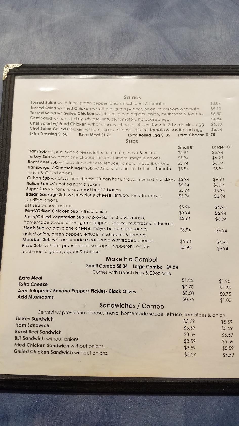 Menu at Steve's Pizza & Hot Subs pizzeria, Carthage