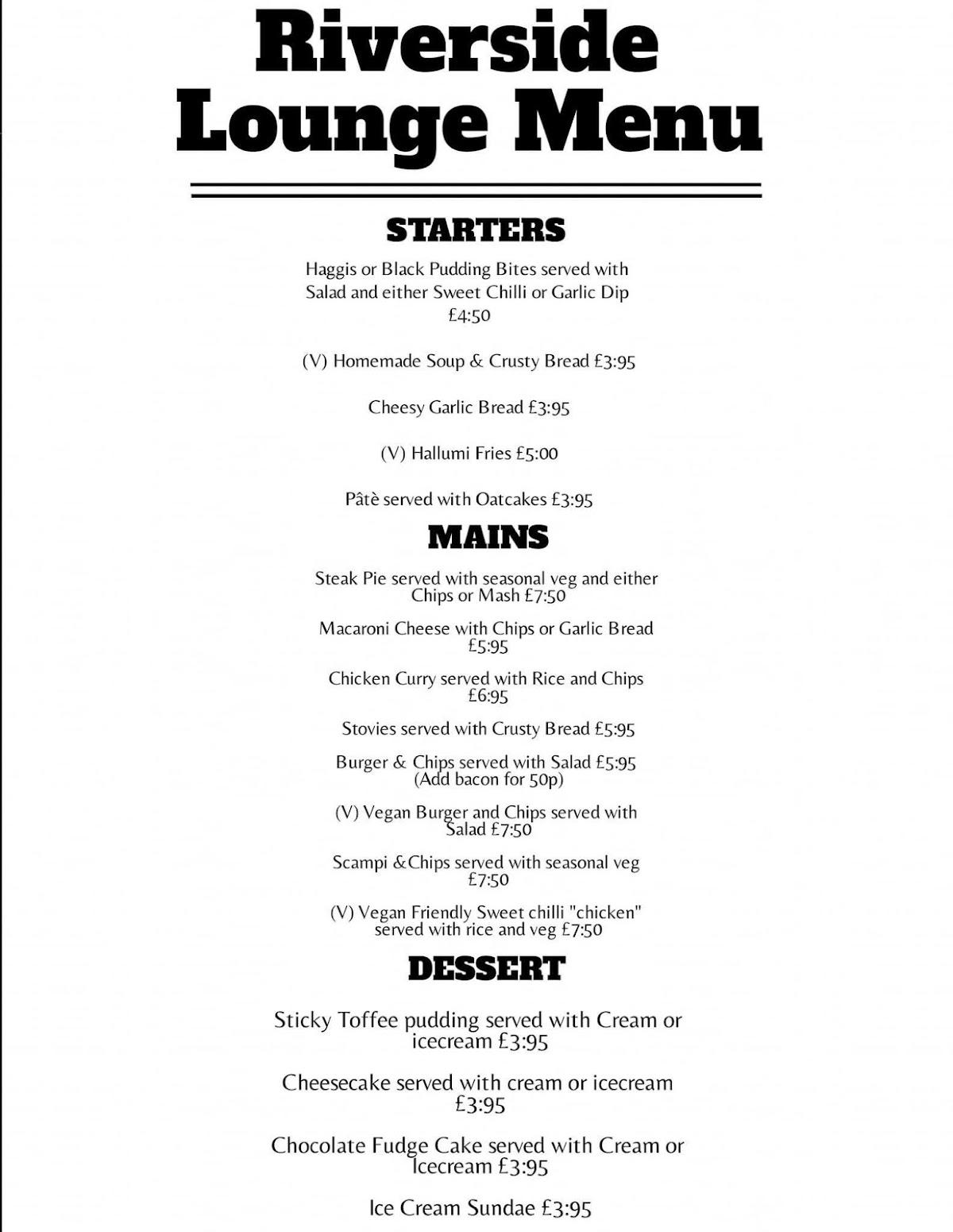 Menu at Avonside Inn pub & bar, Avonbridge