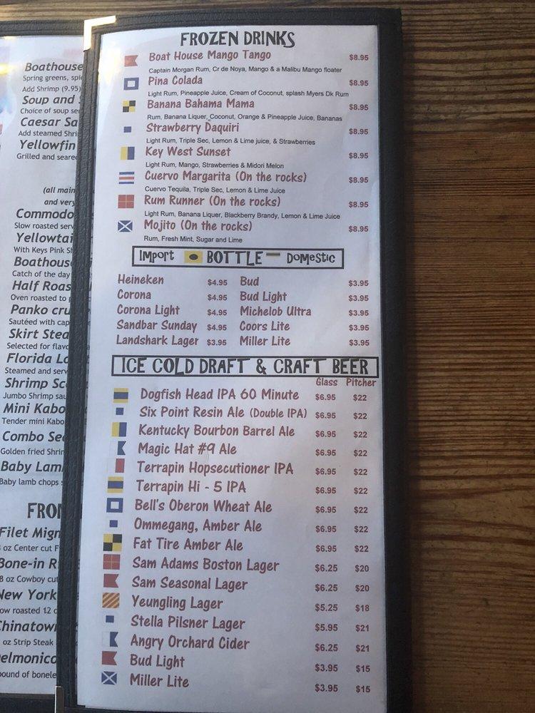 Menu at Boat House Bar & Grill, Key West, 220 Margaret Street