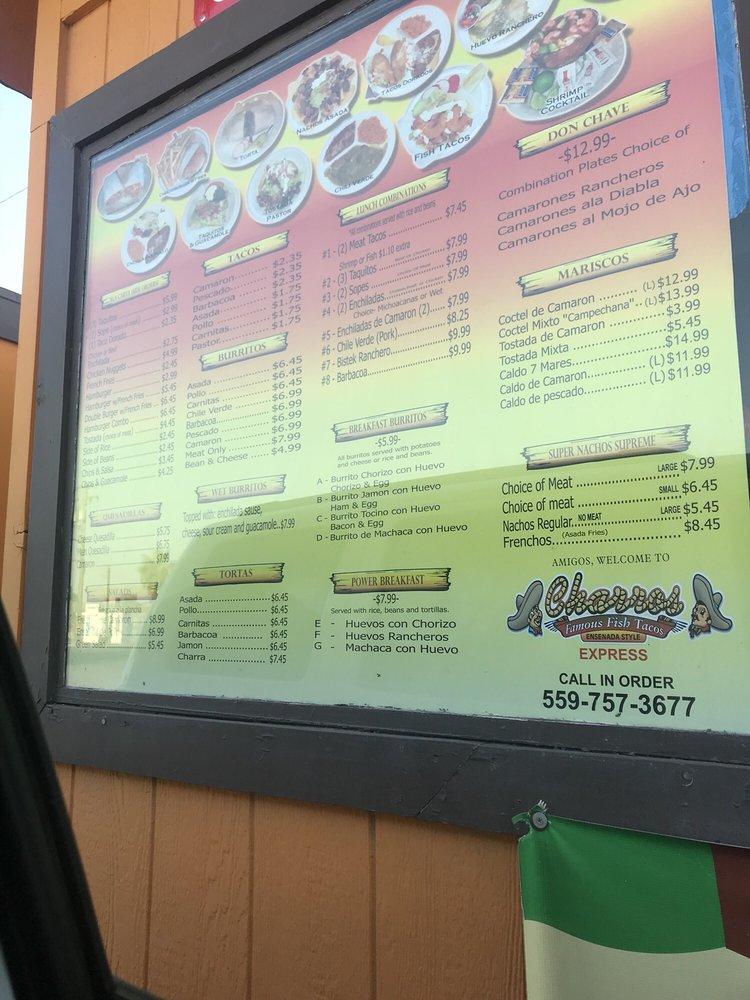 Menu at Charros Express Mexican Food restaurant, Pixley