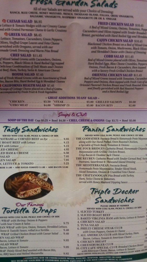 Menu at City Cafe Diner, Chattanooga, Lee Hwy