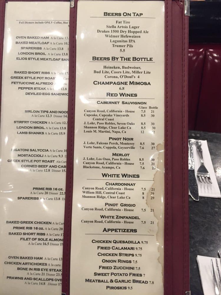 Menu at Elios Family Restaurant, San Leandro