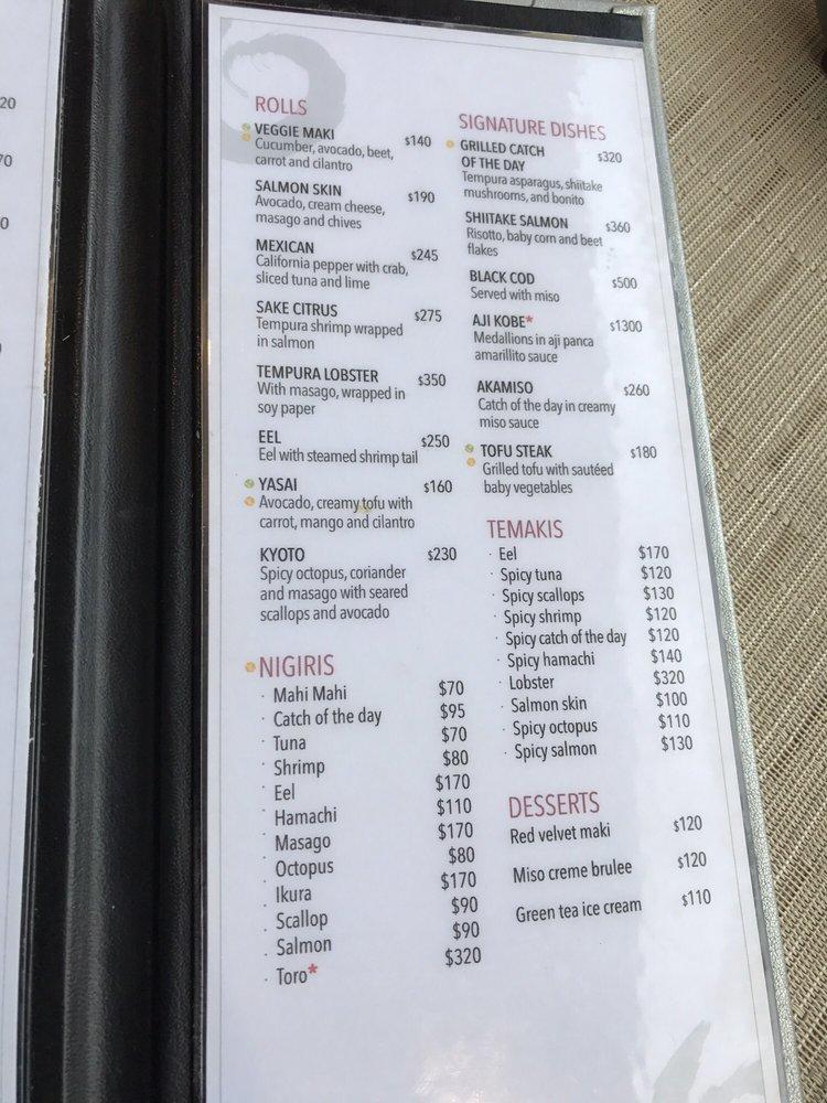 Menu at Hotel Mousai Puerto Vallarta restaurant, Puerto Vallarta