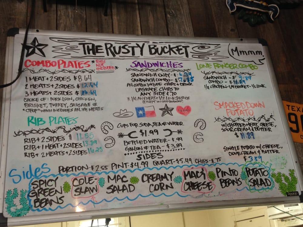 Menu at RUSTY BUCKET JAWSMACKING BBQ, San Antonio, 600 Cupples Rd