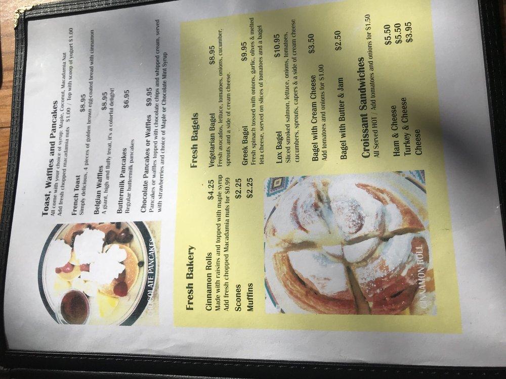 Menu at Sunrise Cafe, Lahaina