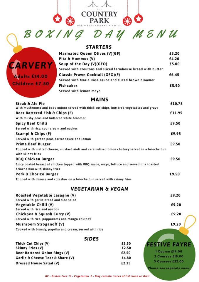 Menu at The Country Park Inn pub & bar, Hessle