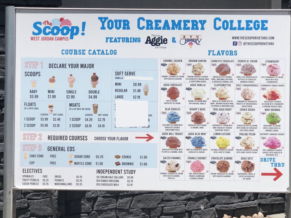 Menu at The Scoop, West Jordan, S 1300 W B