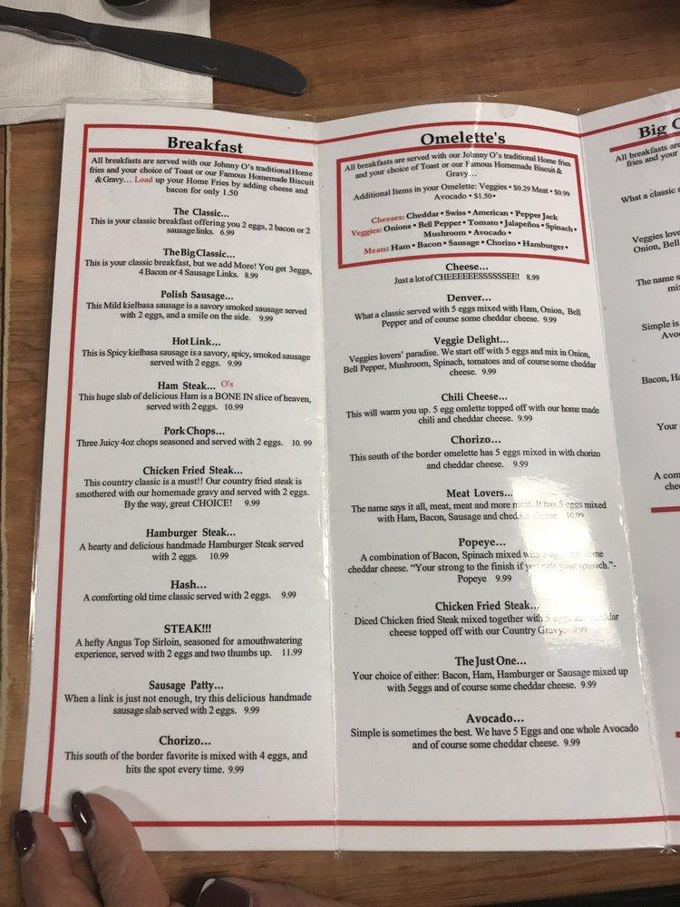 Menu at Johnny O's Cafe, Rancho Cucamonga