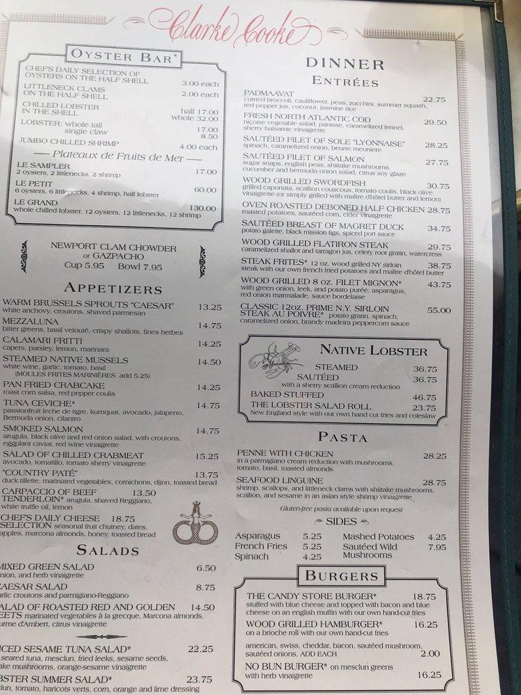 Menu at Clarke Cooke House restaurant, Newport