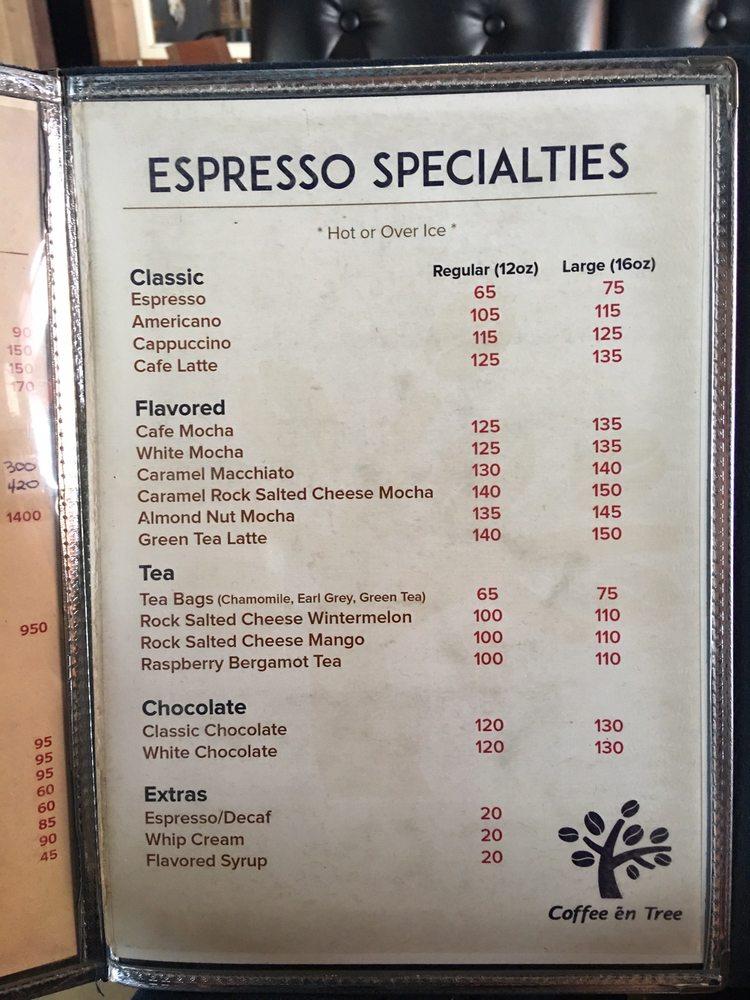Menu at Coffee En Tree cafe, Angeles