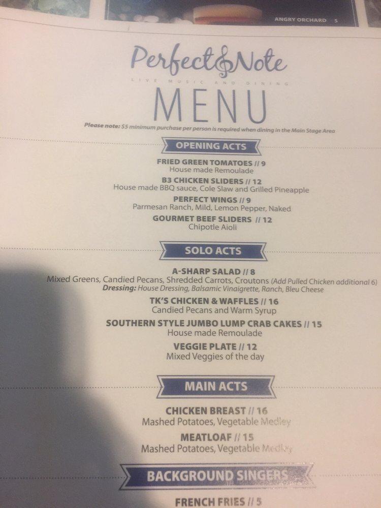 Menu at Perfect Note BBQ, Hoover