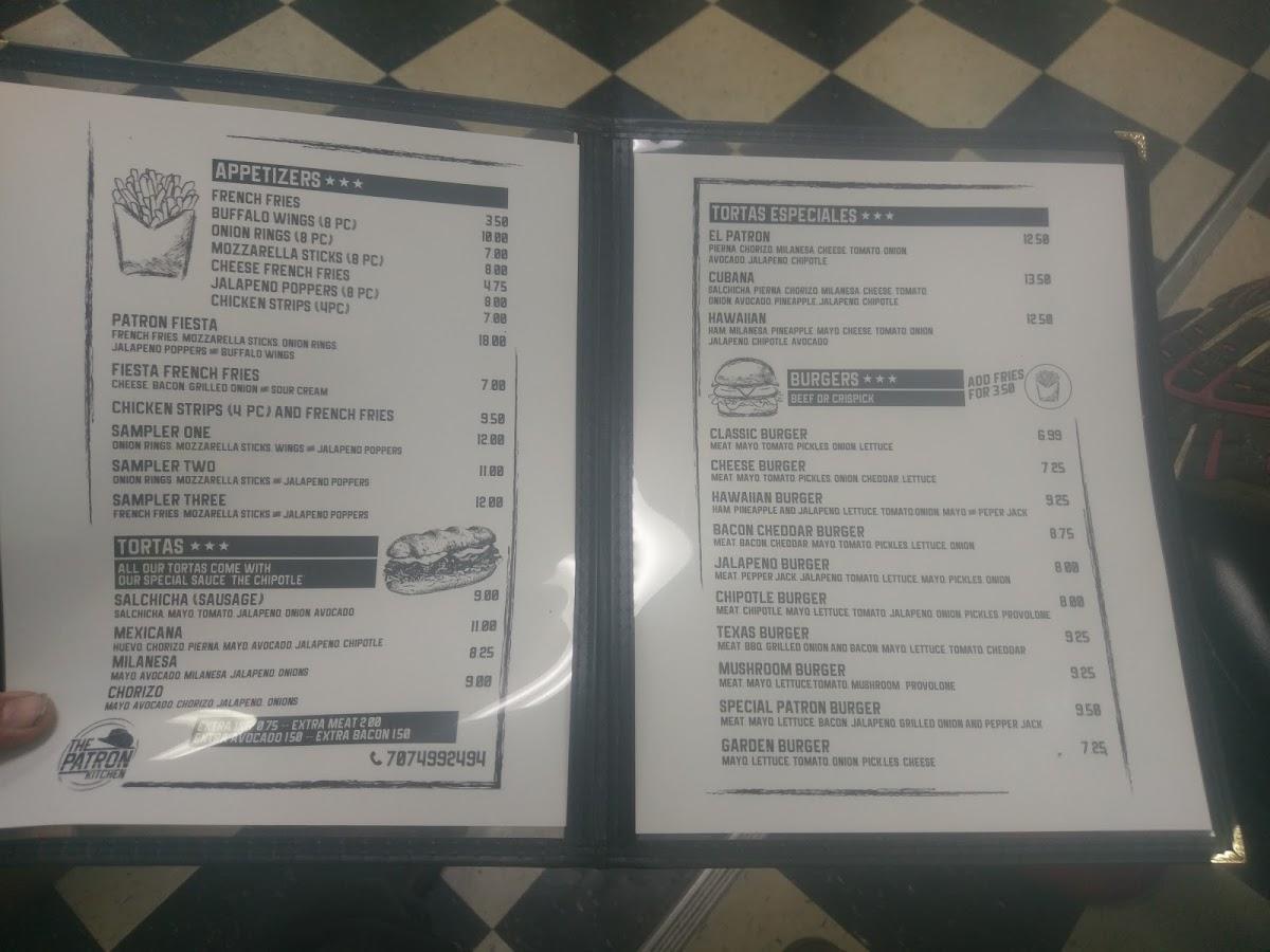 Menu at The Patron Kitchen restaurant, Rio Dell