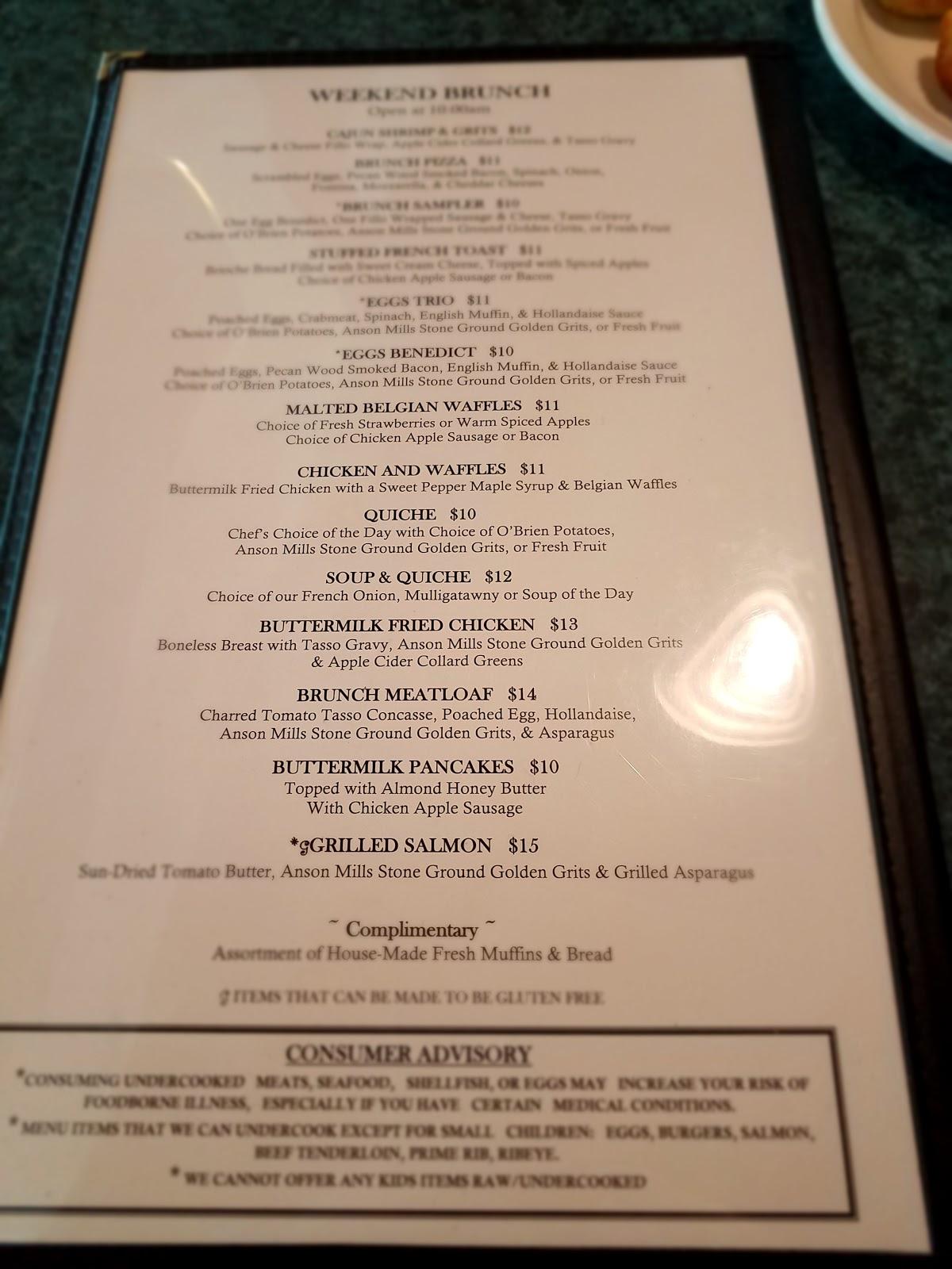 Menu at Trio pizzeria, Charlotte