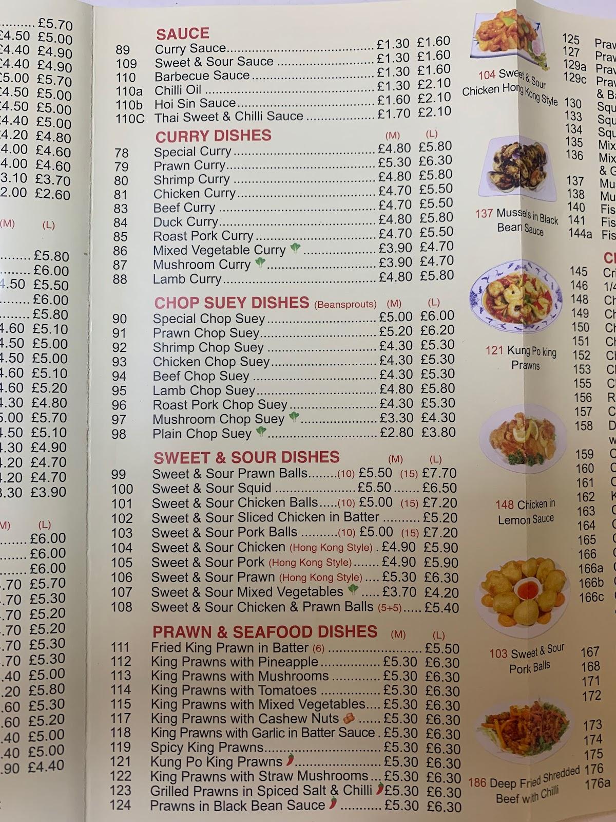 Menu at Gah Shing restaurant, London, 5 High St S