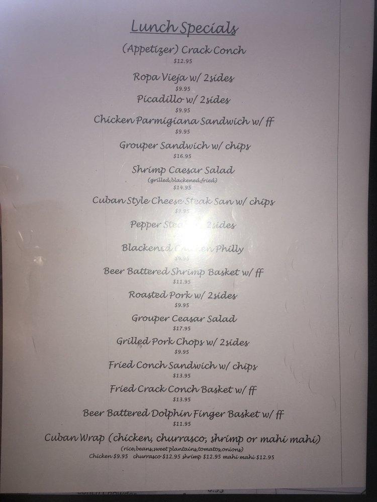 Menu at Habanos Oceanfront Dining pub & bar, Islamorada