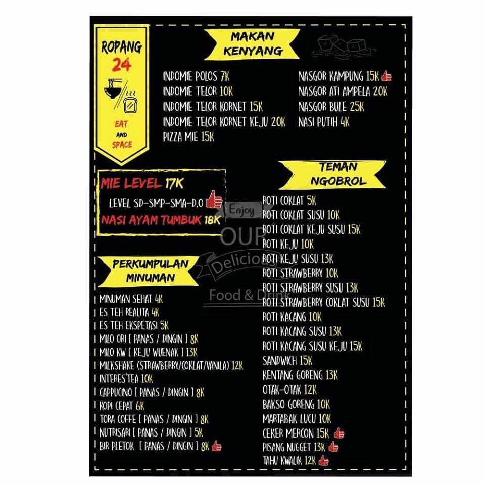 Menu at ROPANG24 restaurant, Tangerang