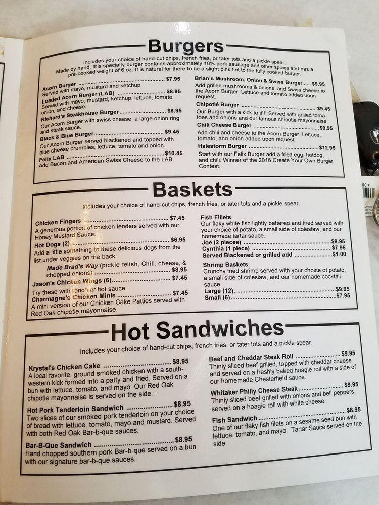Menu at The Acorn Restaurant, Harlem