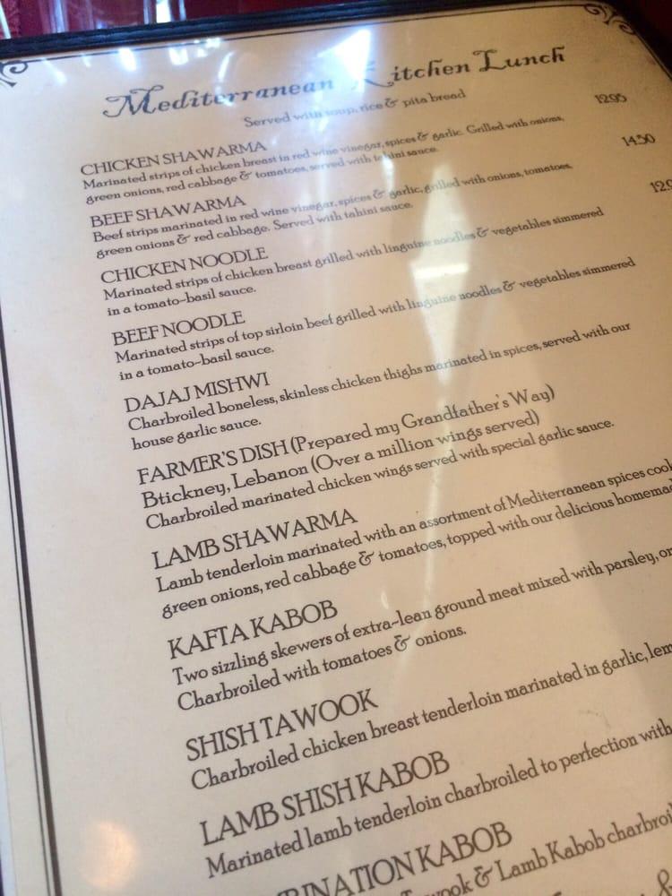 Menu at Mediterranean Kitchen restaurant, Bellevue, 103 Bellevue Way NE ...