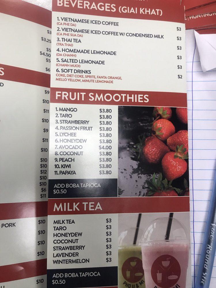 Menu at Pho U & Mi restaurant, Huntington