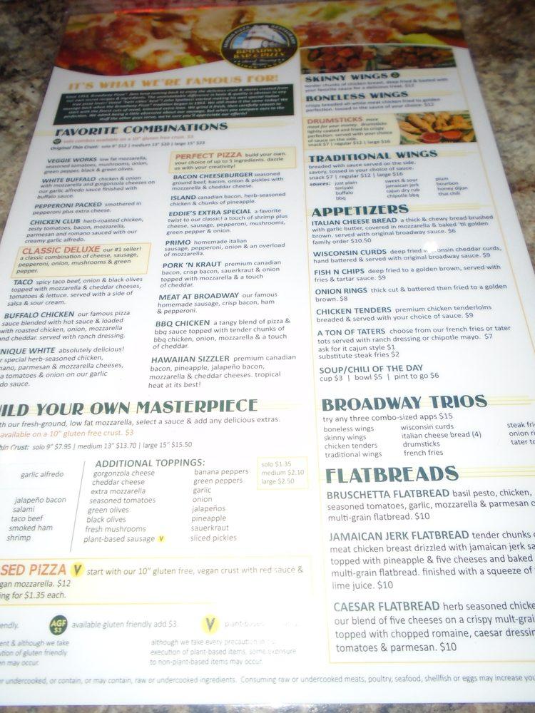 Menu at Broadway Pizza pizzeria, Elk River, US-10