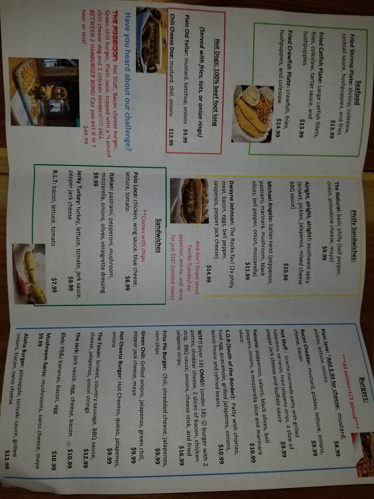 Menu at Buffalo Bay Marina restaurant, Buffalo Springs