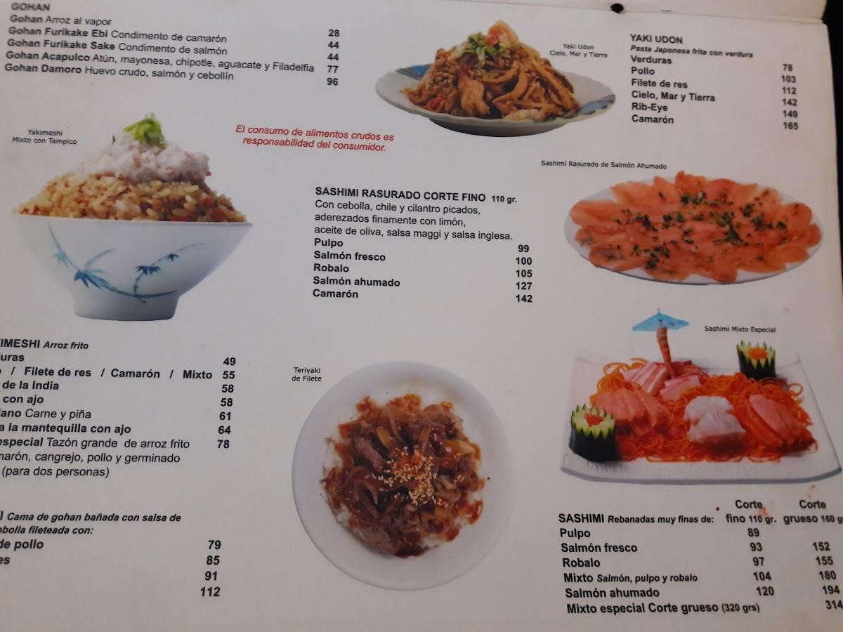 Menu at Damoro Dushi & Teppan restaurant, Mexico City