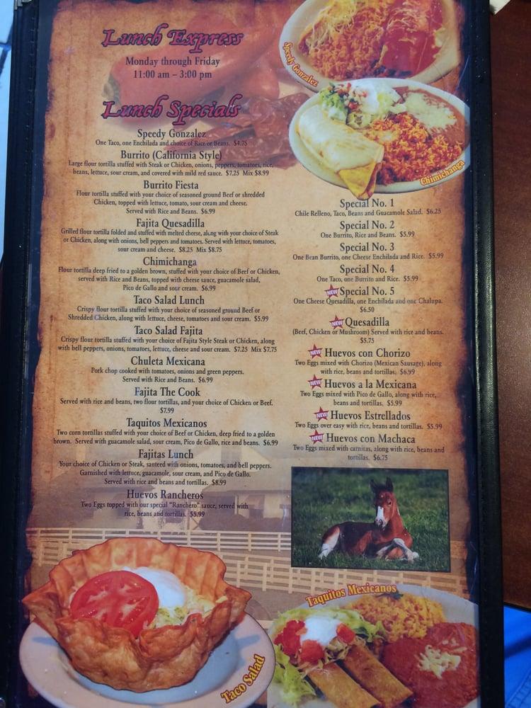 Menu at El Potrillo Mexican Grill restaurant, Nicholasville