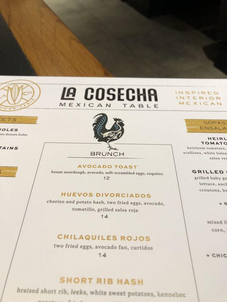 Menu at La Cosecha Mexican Table pub & bar, New Braunfels
