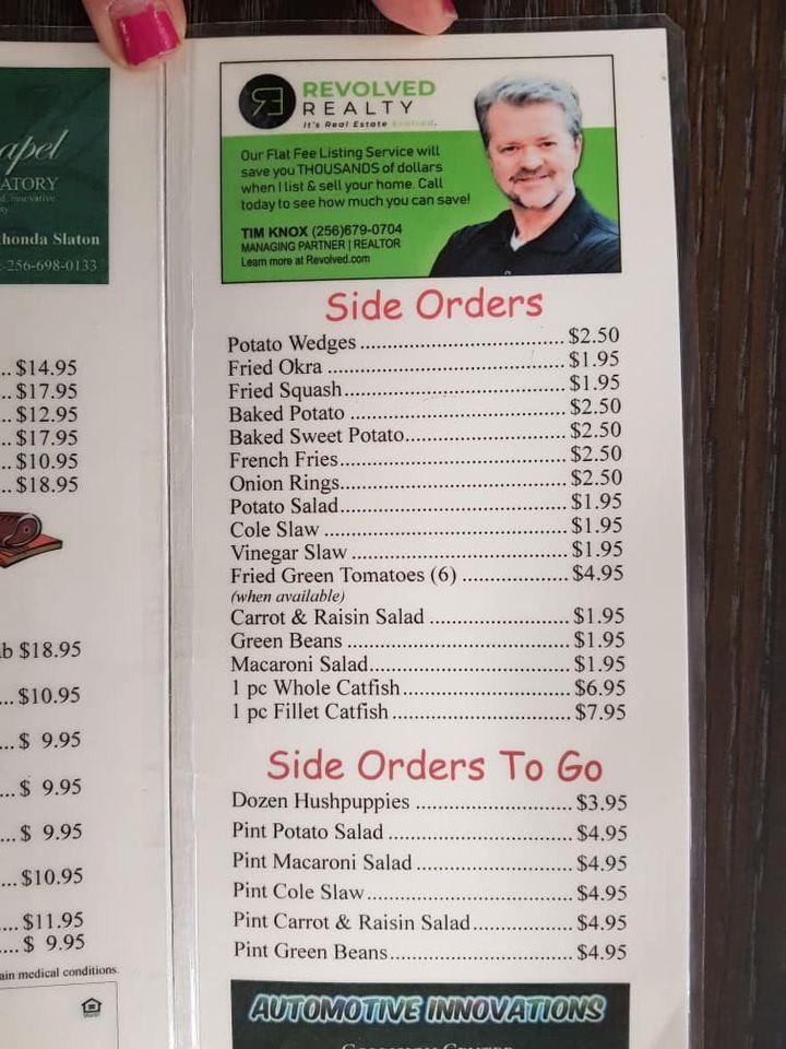 Menu at Little Libby's Catfish restaurant, Madison