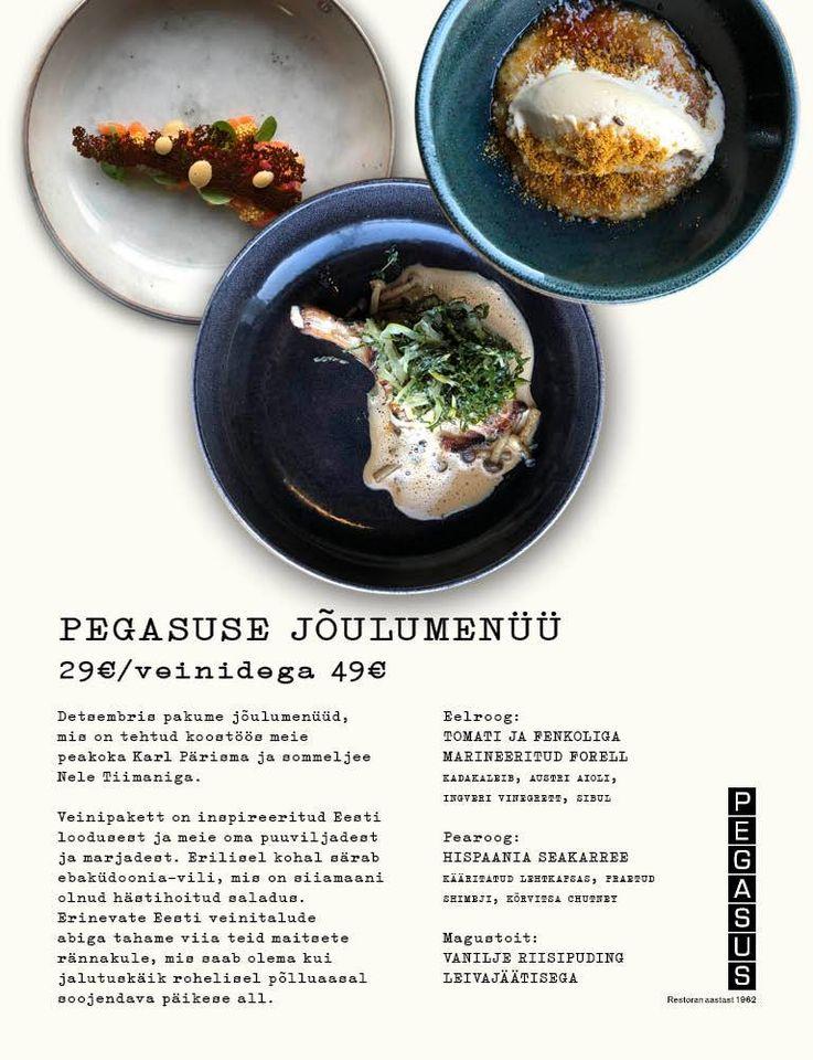 Menu at Restaurant Pegasus, Tallinn