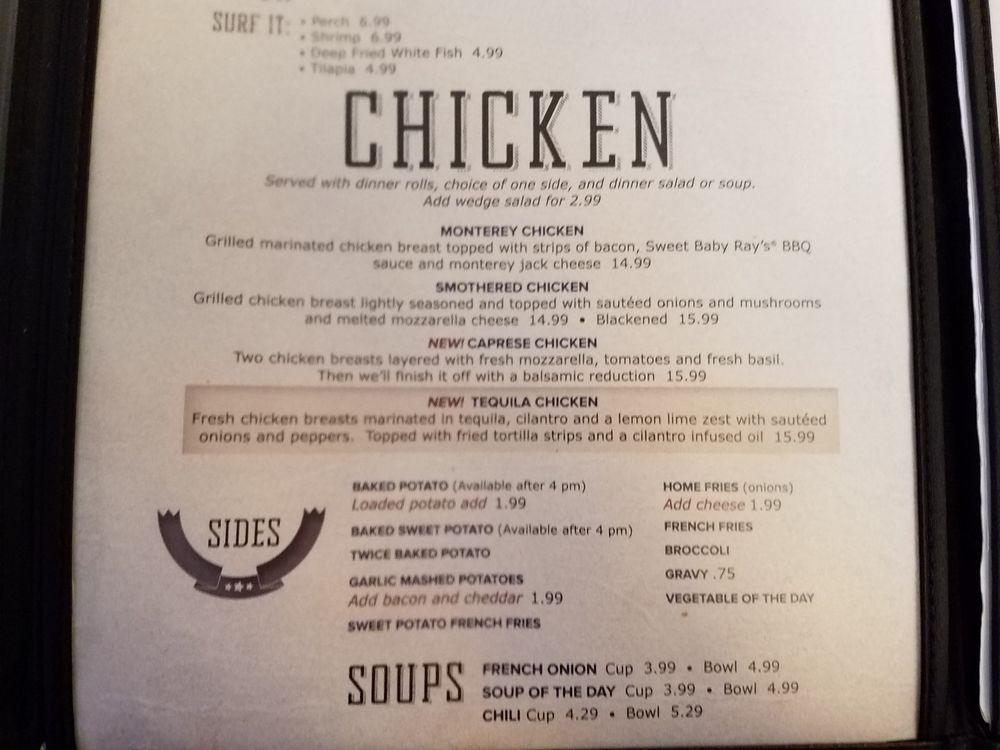 Menu at The Whitehouse Inn steakhouse, Whitehouse