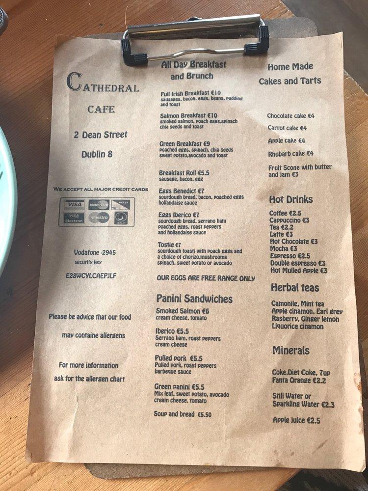 Menu at Cathedral Cafe, Dublin