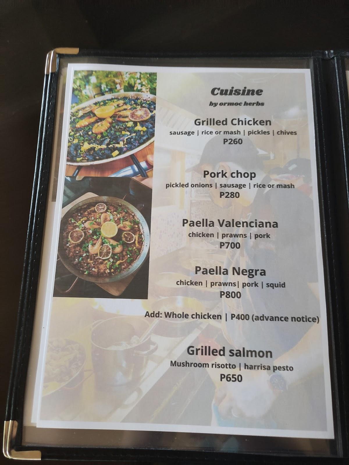 Menu at Ormoc Herbs restaurant, Ormoc