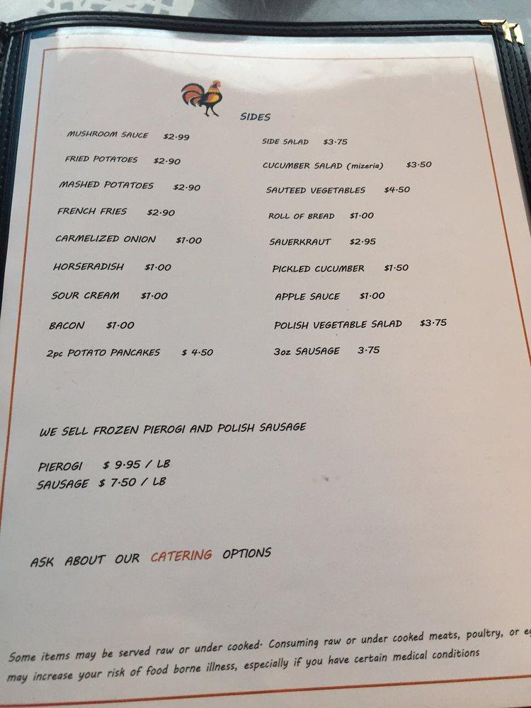Menu at Polish Cottage restaurant, Tucson, E Broadway Blvd