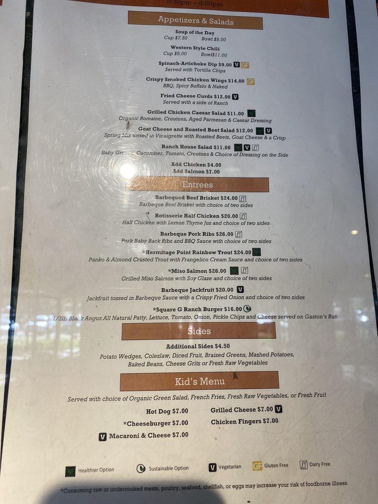 Menu at John Colter's Ranch House BBQ, USA, Ranch House Restaurant