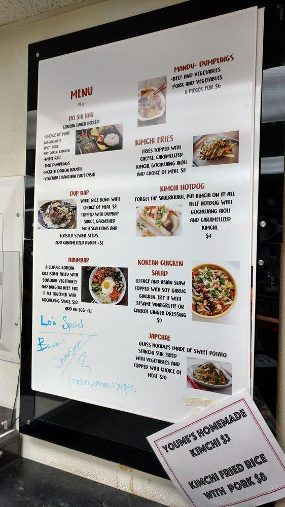Menu at Little Miss Korea restaurant, Allentown