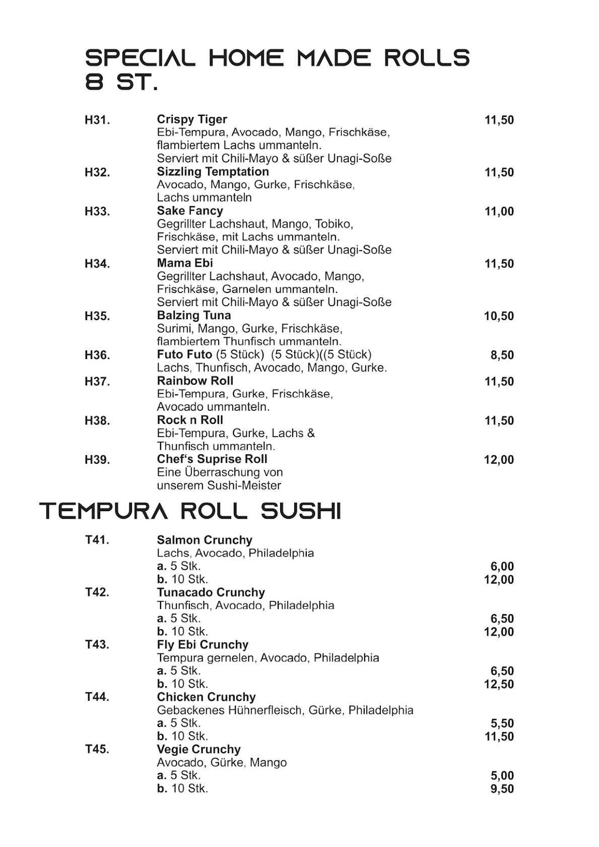 Speisekarte von MS. YEN - Sushi Bramsche restaurant, Bramsche