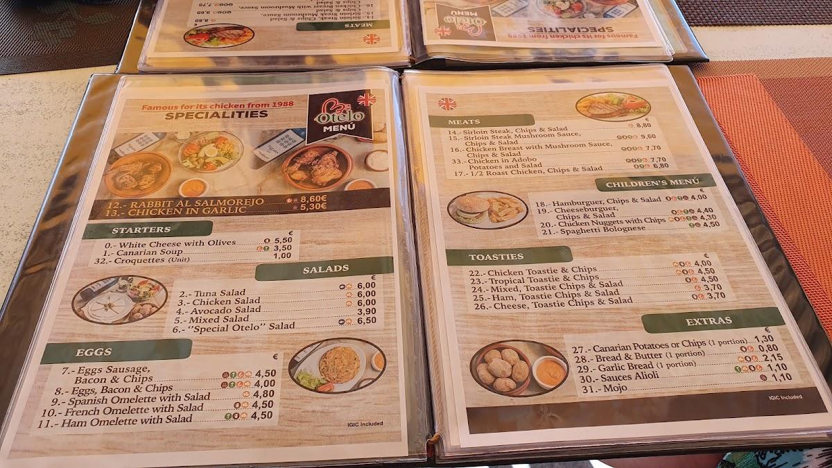 Menu at Otelo2 restaurant, Costa Adeje