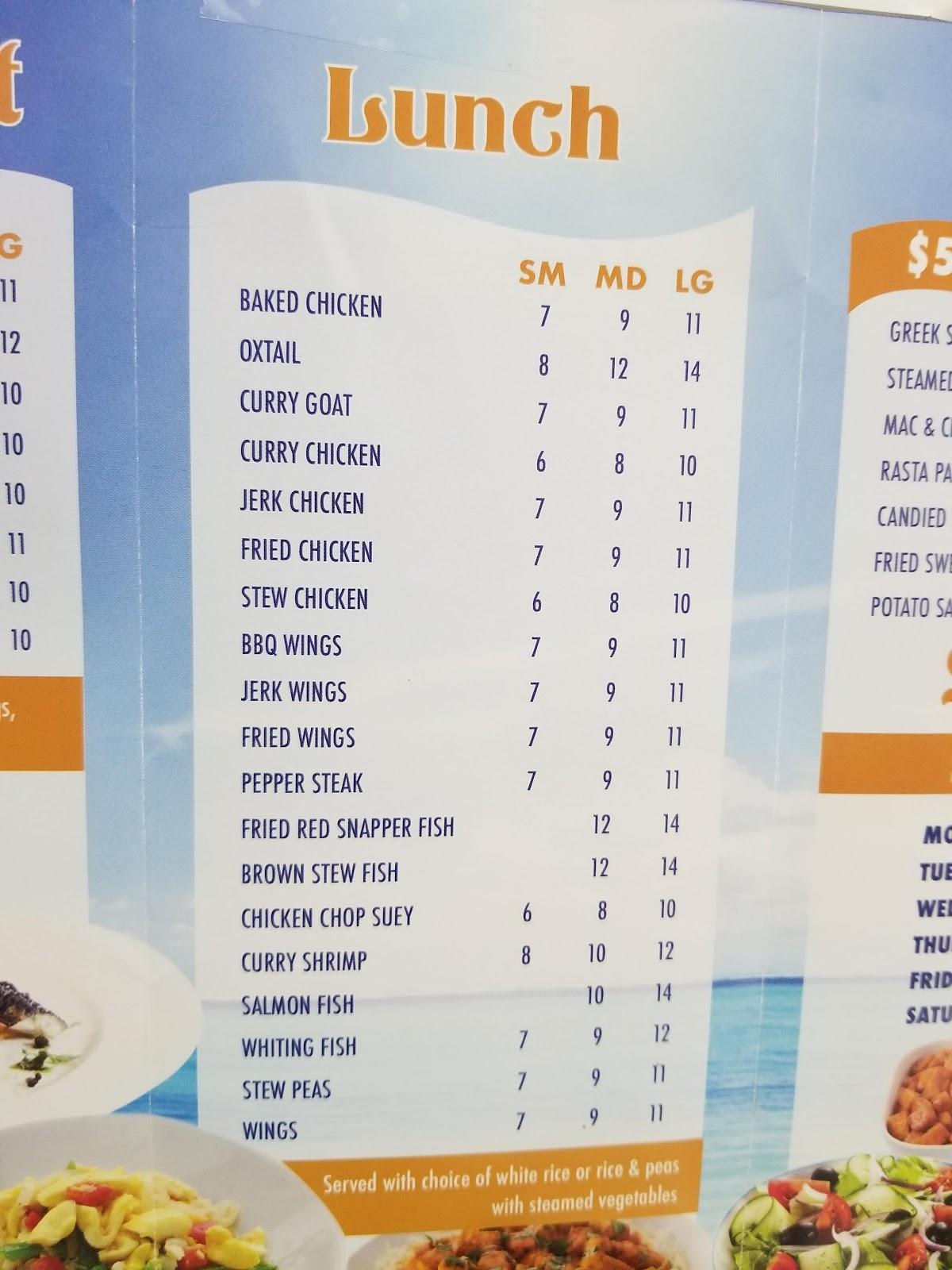 Menu at Tasty Caribbean Plus Buffet restaurant, Mount Vernon