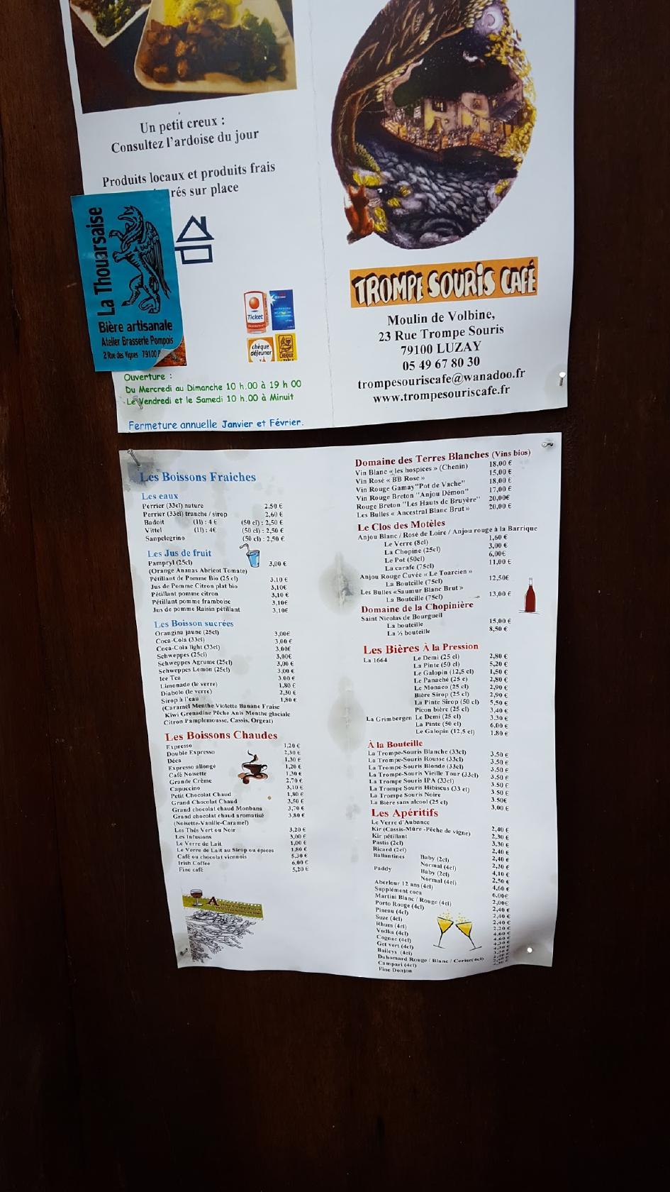 Menu at Trompe-Souris Restaurant, Luzay, 23 Rue Trompé - Souris