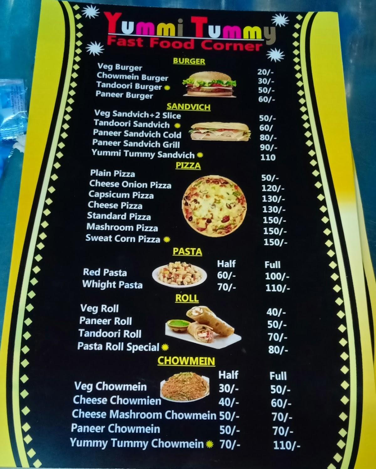 Menu at Yummy Tummy Fast Food Corner, Hanumangarh