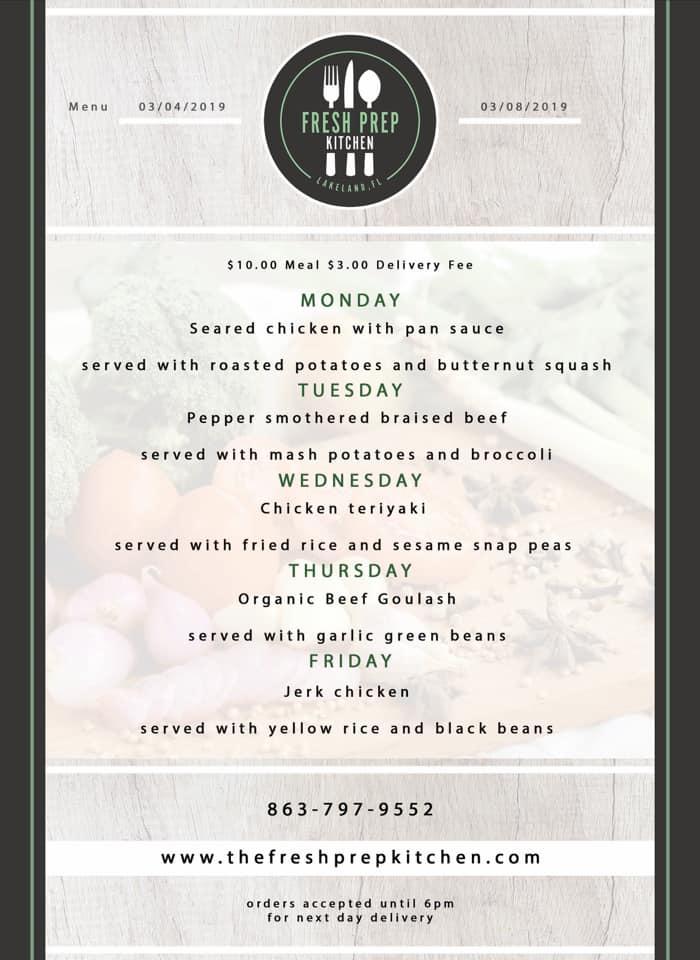 Menu at Fresh Prep Kitchen, Lakeland