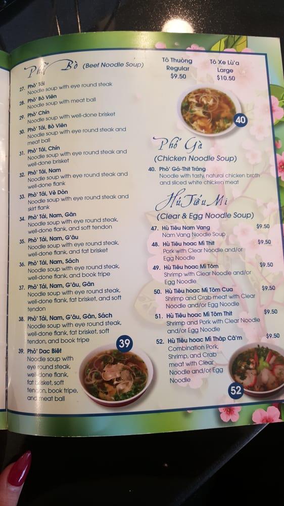 Menu at Phở Ly Ly restaurant, New Iberia