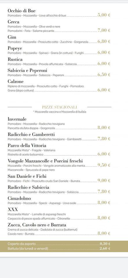 Menu da Pizzeria Da Volpe, Altivole