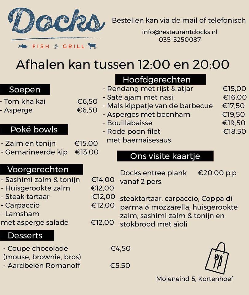 Menu at Restaurant Docks, Kortenhoef