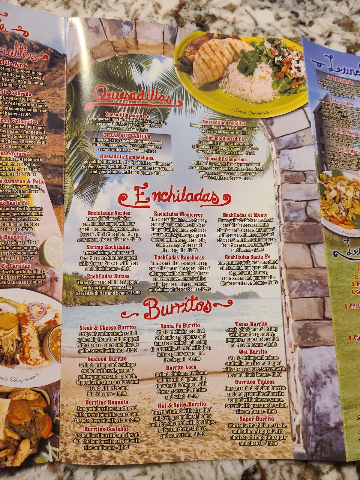 Menu at Santa Fe Restaurant & Bar, Dyer