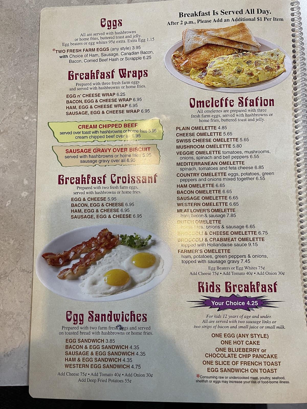 Menu at Shiloh Family Restaurant, York