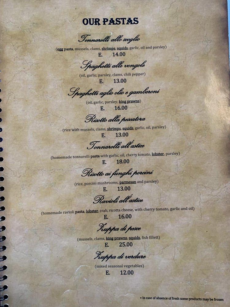 Menu da Ristorante 320 Gradi, Roma