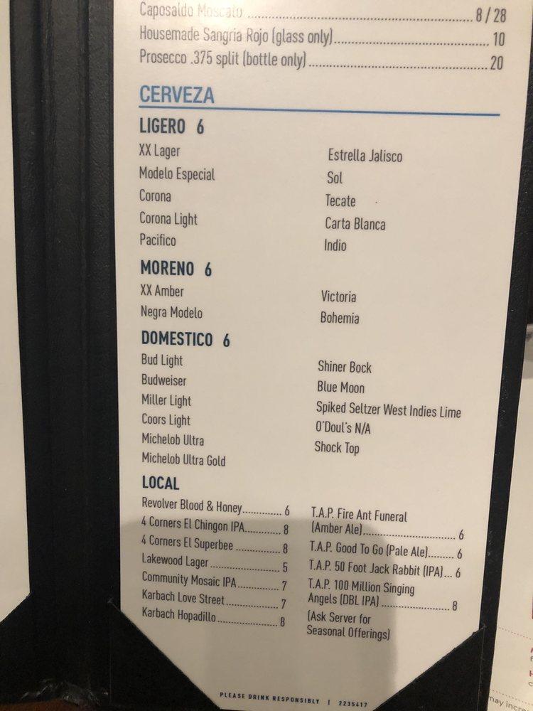 Menu at Cafe Herrera on Lamar, Dallas, 665 S Lamar St